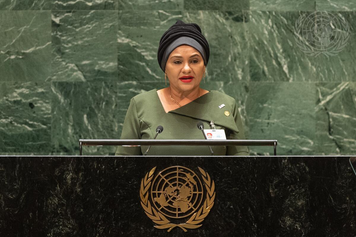 Abida Mia from United Nations rostrum lobbying support for Cyclone ...