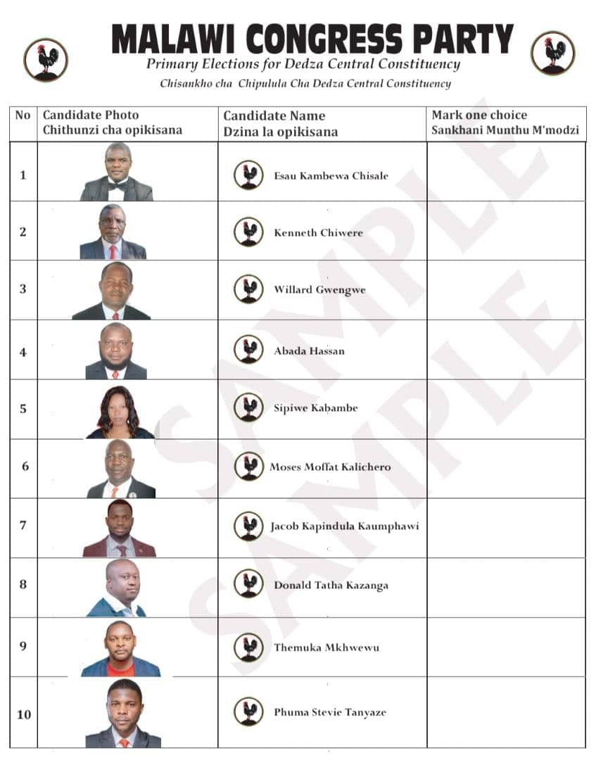 MCP Shadow Mps Set for Primary Election Showdown in Dedza Central – Shire Times